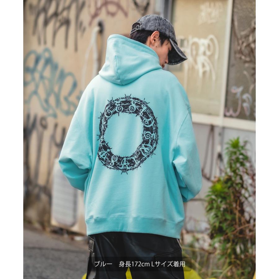 パーカー メンズ SIDEWAY STANCE サイドウェイスタンス オリジナルプリント グラフィック スウェット サークルワイヤー オーバーサイズ アメカジ カジュアル : 70178 ...