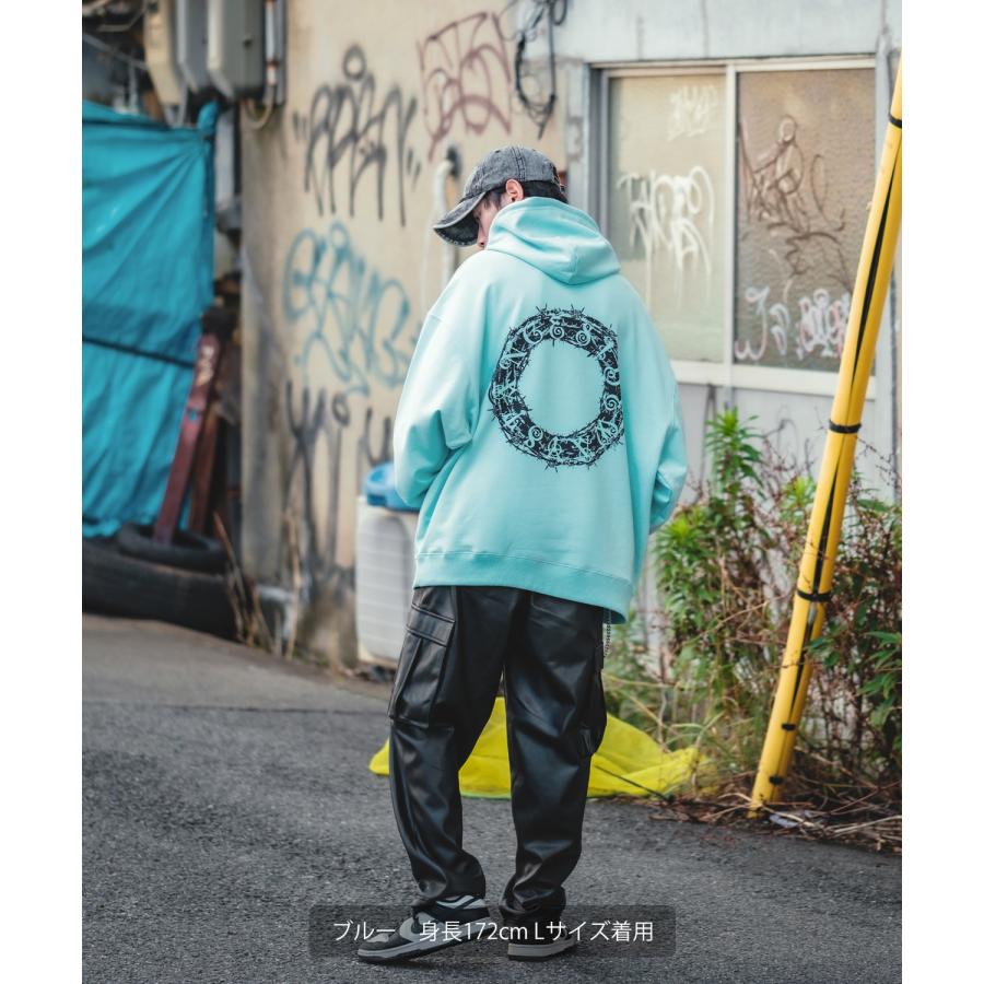 パーカー メンズ SIDEWAY STANCE サイドウェイスタンス オリジナルプリント グラフィック スウェット サークルワイヤー オーバーサイズ アメカジ カジュアル :70178 ...