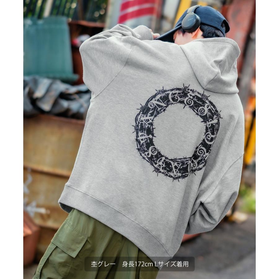 パーカー メンズ SIDEWAY STANCE サイドウェイスタンス オリジナルプリント グラフィック スウェット サークルワイヤー オーバーサイズ アメカジ カジュアル : 70178 ...