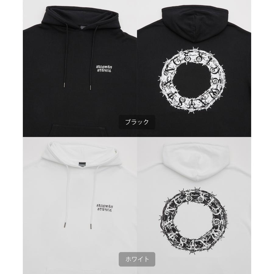 パーカー メンズ SIDEWAY STANCE サイドウェイスタンス オリジナルプリント グラフィック スウェット サークルワイヤー オーバーサイズ アメカジ カジュアル :70178 ...