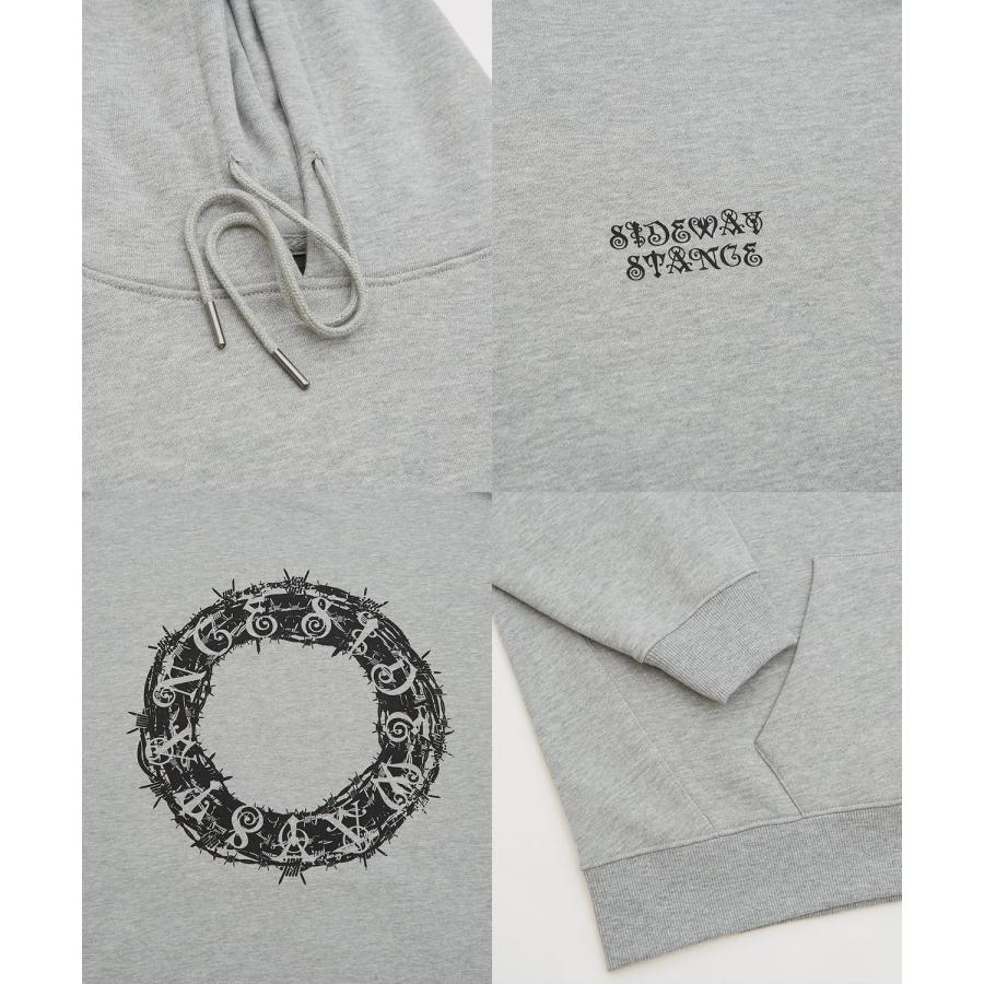 パーカー メンズ SIDEWAY STANCE サイドウェイスタンス オリジナルプリント グラフィック スウェット サークルワイヤー オーバーサイズ アメカジ カジュアル :70178 ...