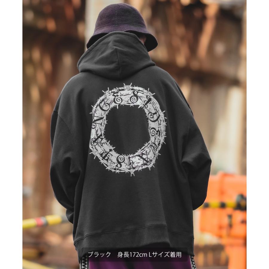 パーカー メンズ SIDEWAY STANCE サイドウェイスタンス オリジナルプリント グラフィック スウェット サークルワイヤー オーバーサイズ アメカジ カジュアル :70178 ...