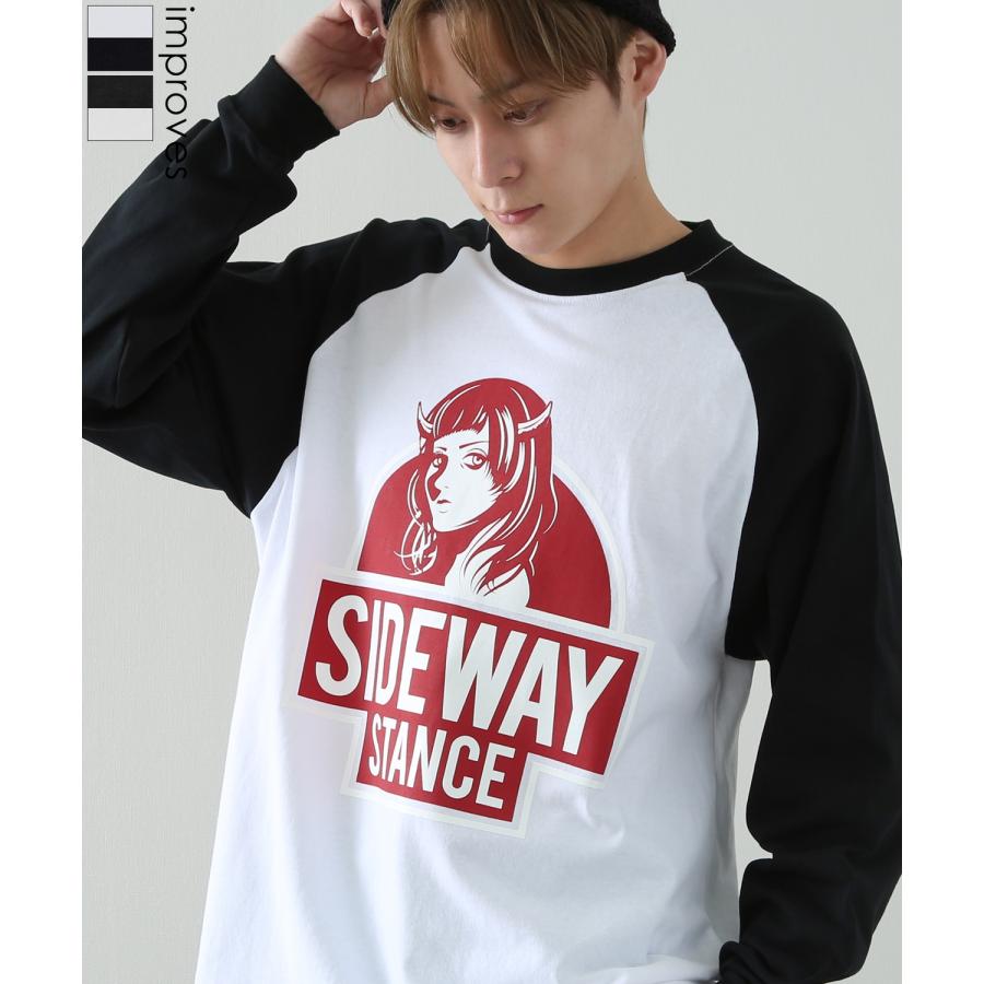 improves 長袖Tシャツ メンズ SIDEWAY STANCE サイドウェイスタンス オリジナルプリント ガール グラフィック ロンT ラグラン 大きめ アメカジ スケーター ストリート ...