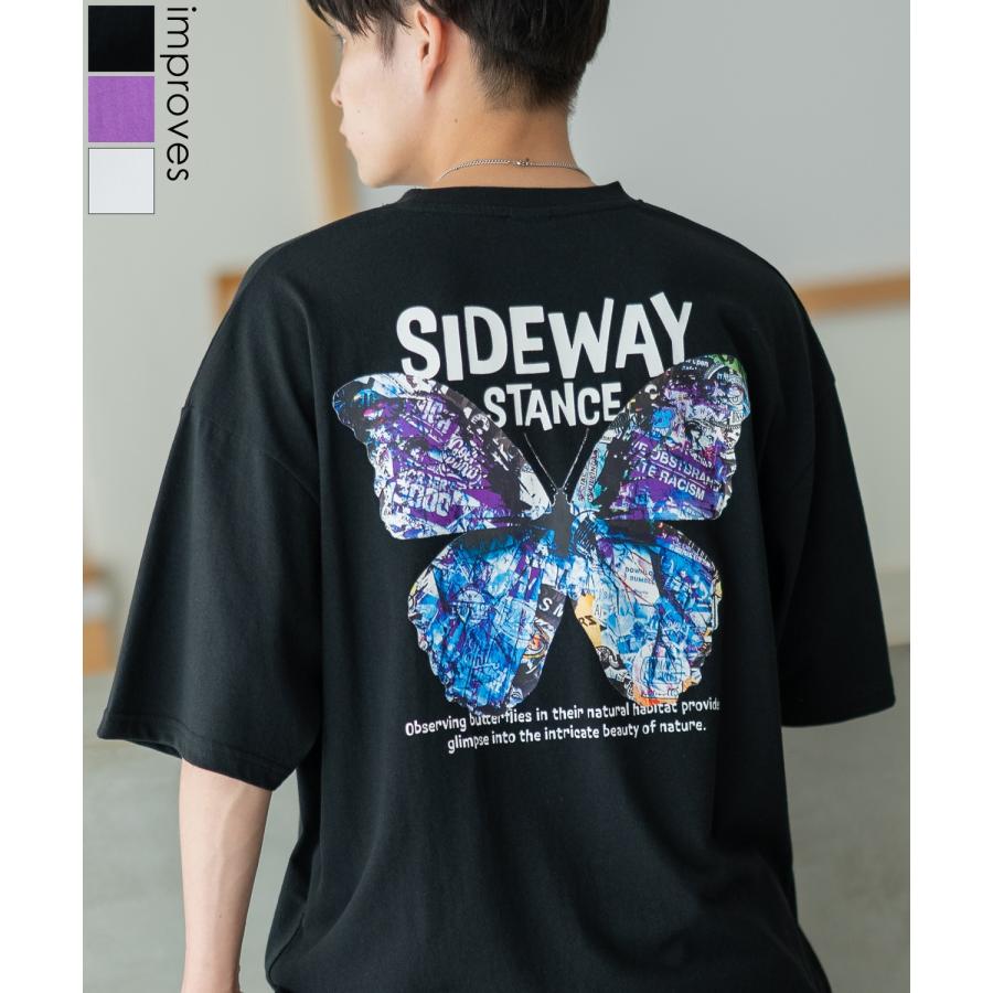 improves 半袖Tシャツ メンズ SIDEWAY STANCE サイドウェイスタンス オリジナルプリント アートバタフライ グラフィック カットソー アメカジ スケーター ストリート ...