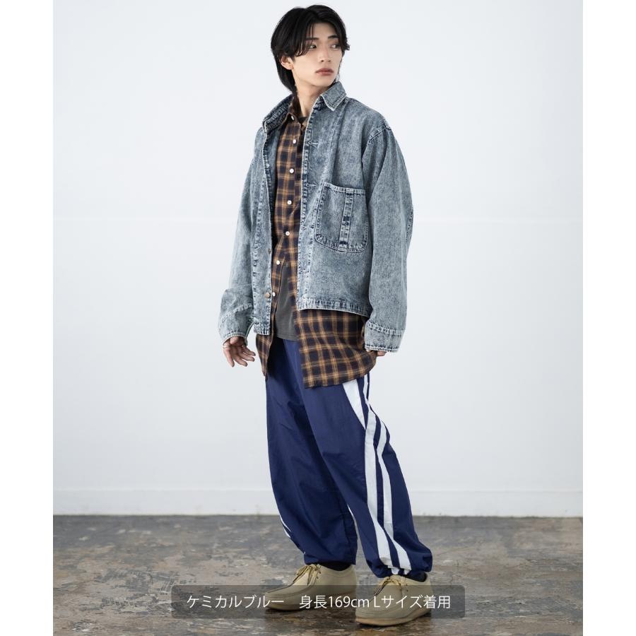 デニムジャケット メンズ SIDEWAY STANCE サイドウェイスタンス ケミカルウォッシュ 10.5oz オンス ブルゾン カジュアル ...