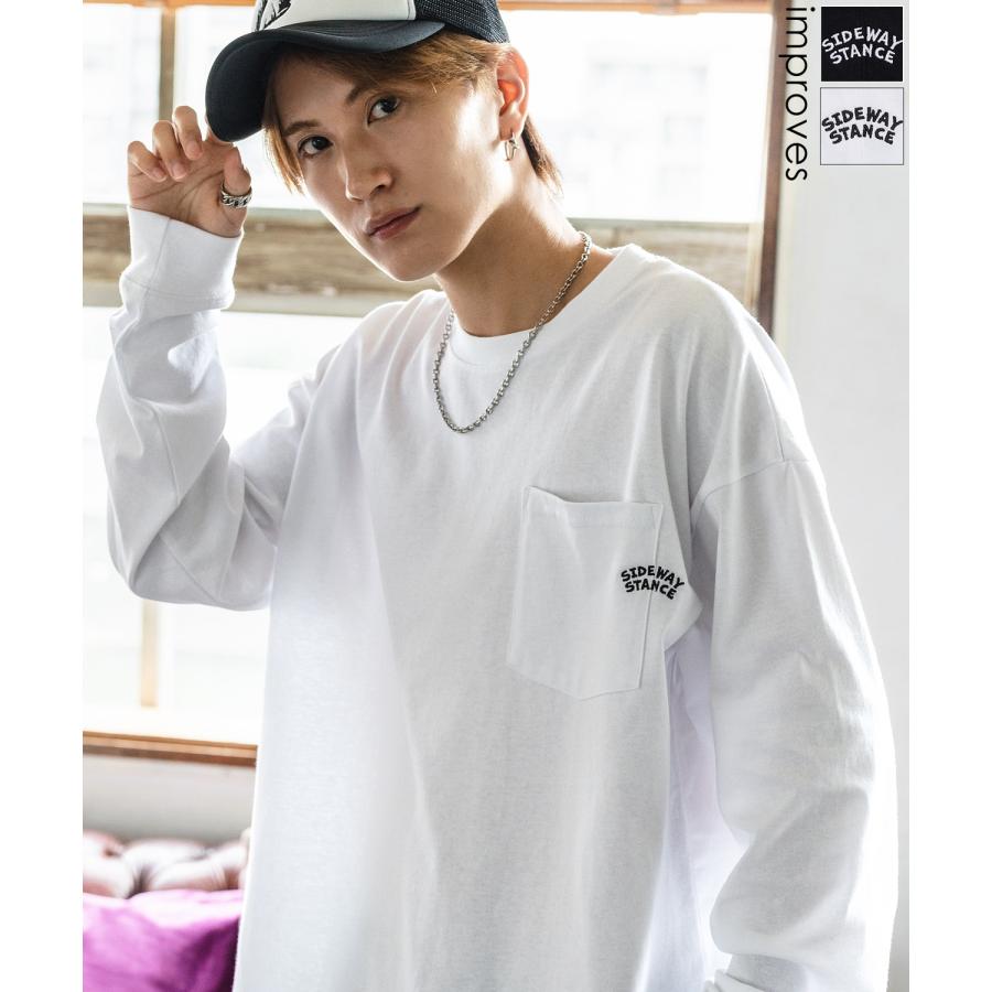 improves 長袖Tシャツ メンズ SIDEWAY STANCE サイドウェイスタンス アーチロゴ ワンポイント刺しゅう ポケット ロンT カットソー ストリート アメカジ 古着 ...