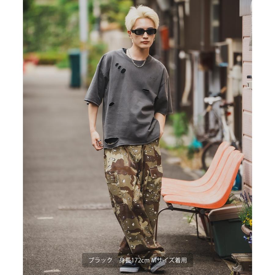 improves Tシャツ メンズ SIDEWAY STANCE サイドウェイスタンス 半袖 カットソー ダメージ ロゴ 刺しゅう グランジ アメカジ カジュアル Y2K ストリート 古着 ...