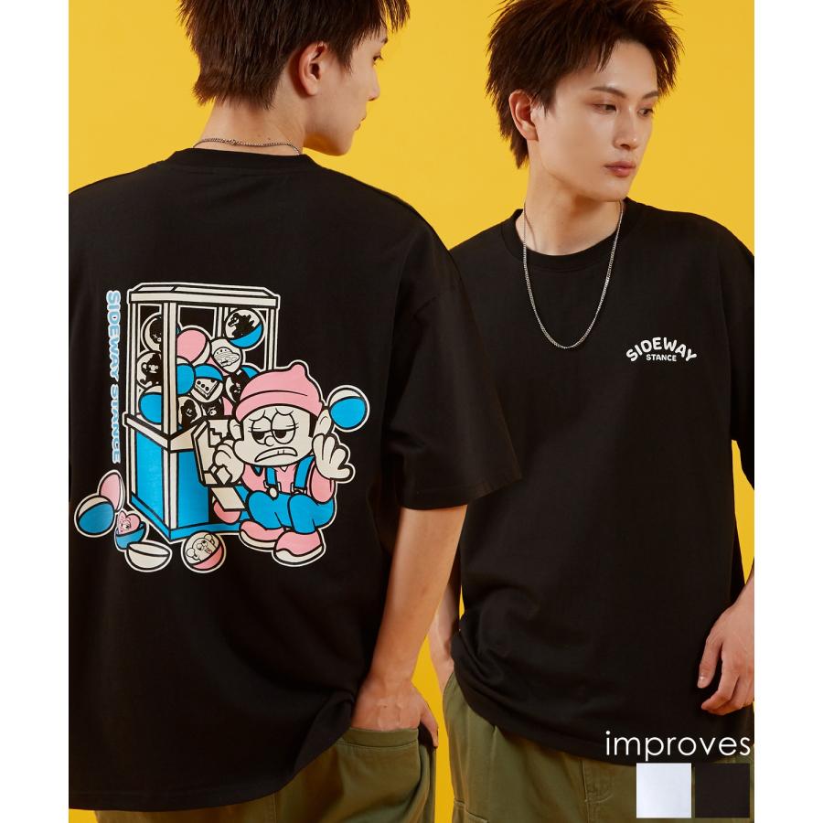 improves Tシャツ メンズ SIDEWAY STANCE サイドウェイスタンス 半袖 カットソー ガチャ プリント アメカジ カジュアル Y2K ストリート 古着MIX 韓国 ブラック ...