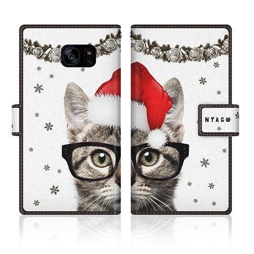 Galaxy S7 edge (SCV33) オリジナルデザイン 【 NYAGO ノート キュート メガネ フェイス キャット サンタクロース 】 : IMP Store - 通販 ...