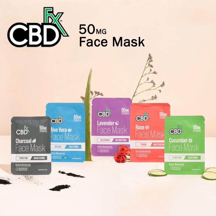 CBDfx CBD フェイスマスク CBD含有量50mg/内容量1枚 Rose Ravender Cucumber AloeVera ...