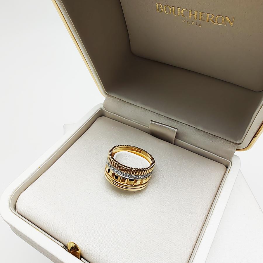 BOUCHERON 中古品 ブシュロン キャトル ラディアント リング ラージ 65 約24号 18K ダイヤモンド JRG01987 ...