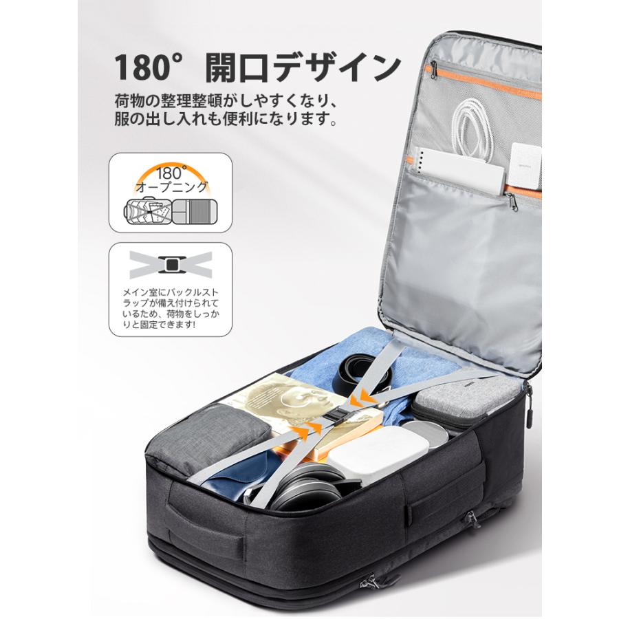 Inateck [拡張可] リュック サック 大容量 トラベル バックパック 38.5-46.2L 機内持ち込み手荷物 ハンドラゲッジ 撥水加工 トロリーストラップ 出張 通勤 旅行 男女兼用 ...