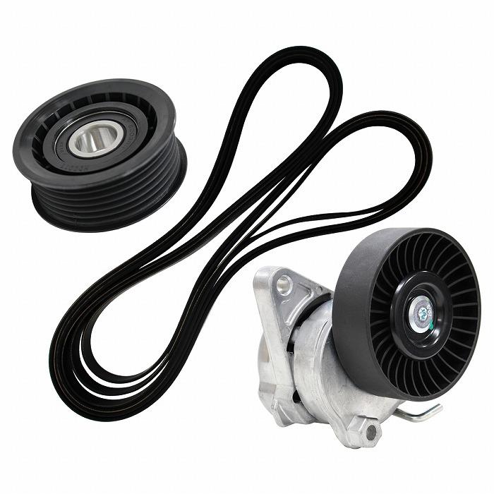 [3点set] ガイドプーリー+ファンベルト+ベルトテンショナー ベンツ W211 E240 E320 E500 E55 1122000970 0002020919 0129973692 ...