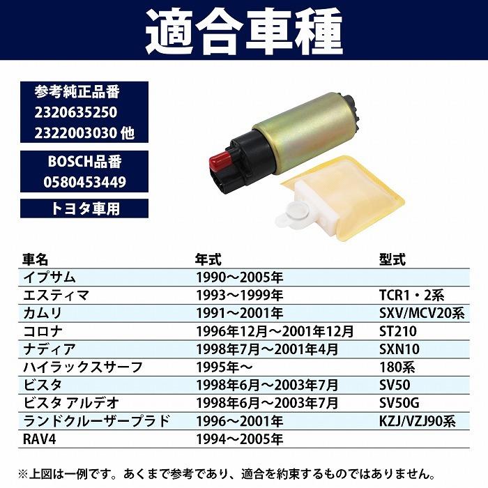 燃料ポンプ トヨタ カムリ SXV/MCV2系 フューエルポンプ EP430 EP470 23206-35250 23211-74020 23220-03030 ガソリンポンプ ...