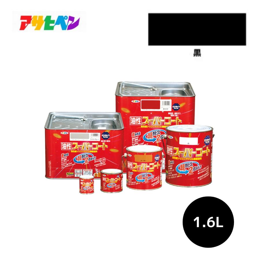 アサヒペン 油性スーパーコート 1.6L 黒 : 4970925544421 : incs インクス Yahoo!店 - 通販 - Yahoo!ショッピング
