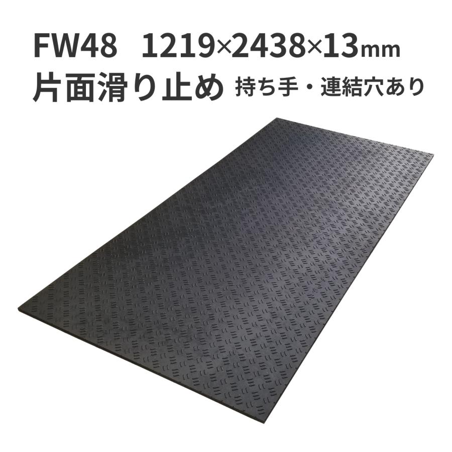 ウッドプラスチック 合成ゴムマット フィットくん 厚型 FW48 1219×2438×13mm 板厚13mm 片面凸 重量39kg 持ち手・連結穴あり【メーカー直送】 : incs インクス ...