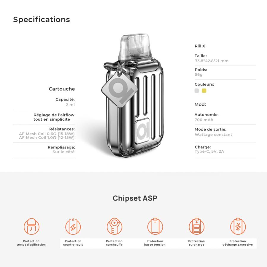 Aspire Riil X Pod Kit 700mAh Silver アスパイア リール エックス : Indian Strawberry ...