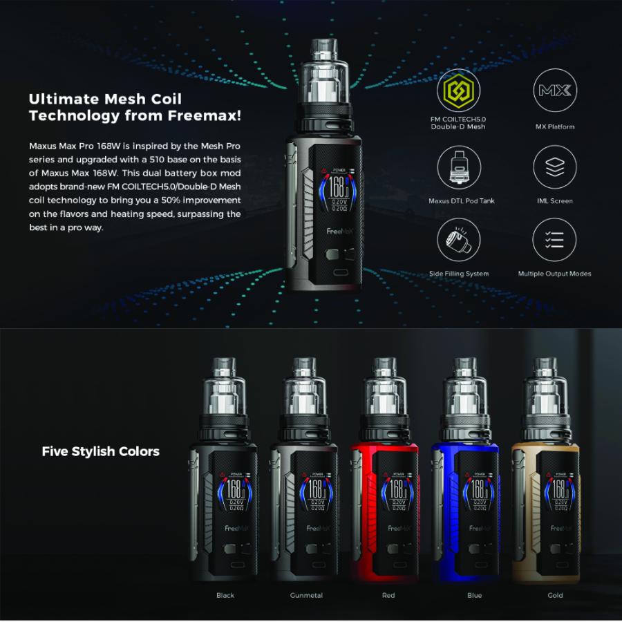 Freemax Maxus Max Pro 168W Kit バッテリー2本ケース付 + 予備POD : Indian Strawberry ...
