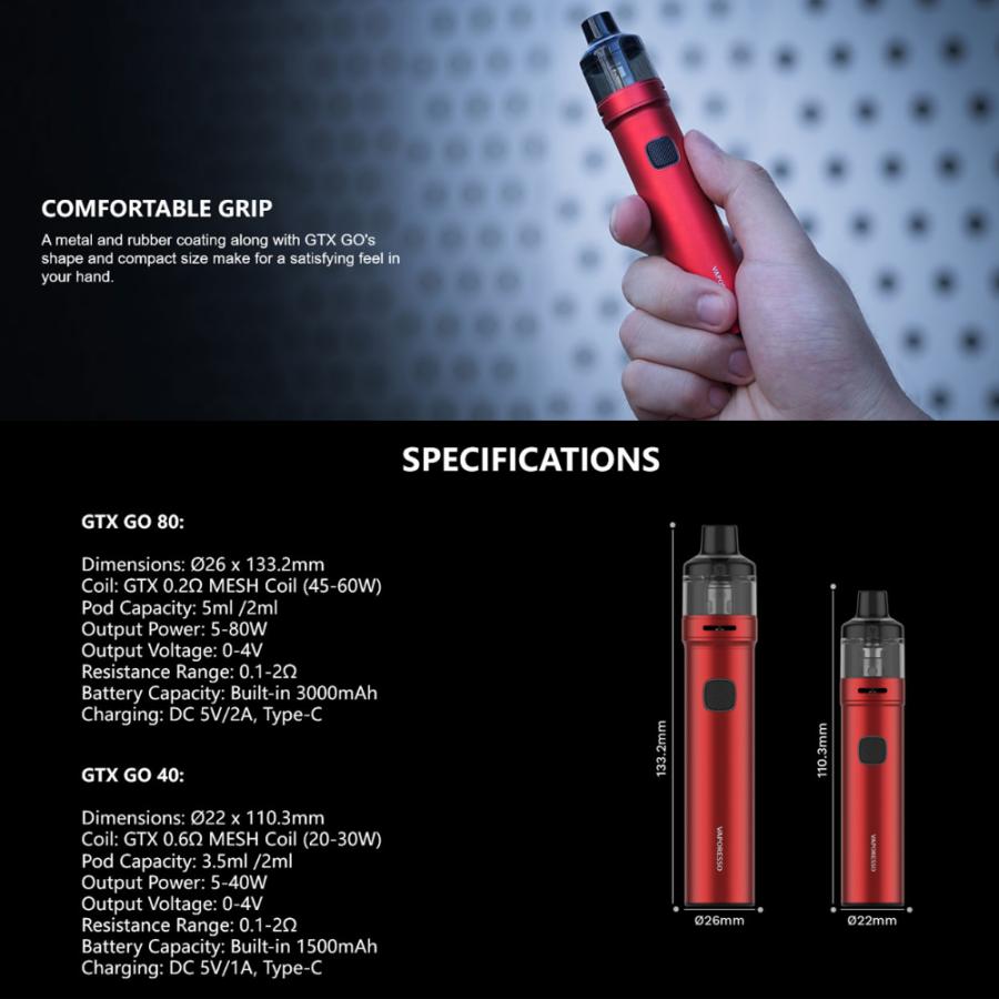 Vaporesso GTX Go 80 Mod Kit ベポレッソ ジーティーエックス ゴー ポッド キット : Indian ...