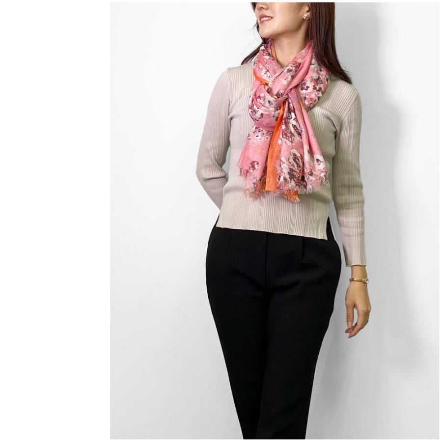 PASHMA パシュマ ストール シ ルクカシミヤ マフラー ピンク フラワー クリスマス ギフト 誕生日 プレゼント 女性 60代 70代 ...