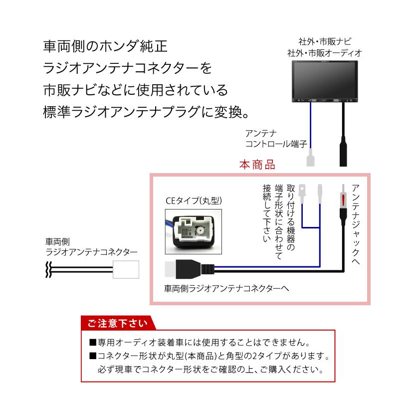 JJ1 JJ2 N-VAN オーディオレス車 H30.7-R3.2 ラジオ変換コード アンテナ変換コード 丸型 純正ラジオ ピンジャック変換 ...