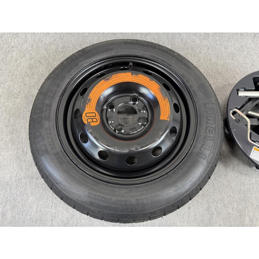 未走行 ’11年 312系 フィアット500 純正 14インチ 4.00B +43 PCD98 4H PIRELLI S135/80B14 スペアタイヤ 車載工具 (V4562 ...