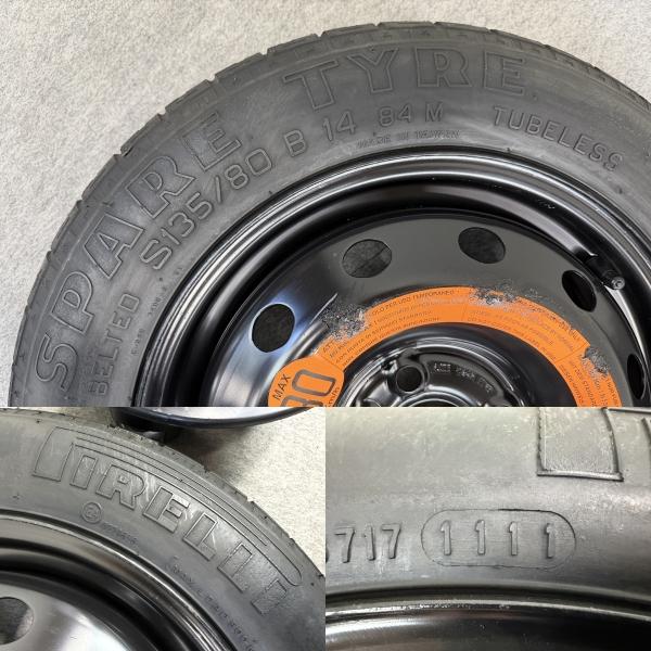 未走行 ’11年 312系 フィアット500 純正 14インチ 4.00B +43 PCD98 4H PIRELLI S135/80B14 スペアタイヤ 車載工具 (V4562 ...
