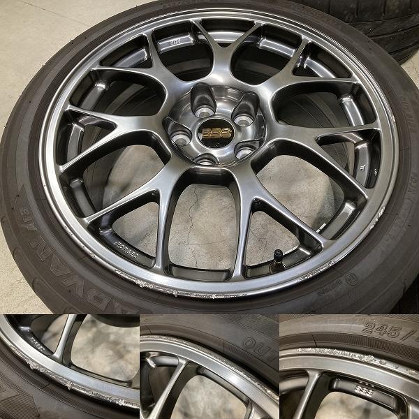 BBS RG406 三菱 ランサーエボX 純正OP 18インチ 8.5J +38 PCD114.3 5H YOKOHAMA 245/40R18 4本 ランエボX CZ4A (YF1218 ...