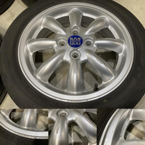 MINILITE ダイハツ 純正 15インチ 4.5J +45 PCD100 4H 165/55R15 4本セット ミニライト タント ミラジーノ 等 (YR1104) :YR1104 ...