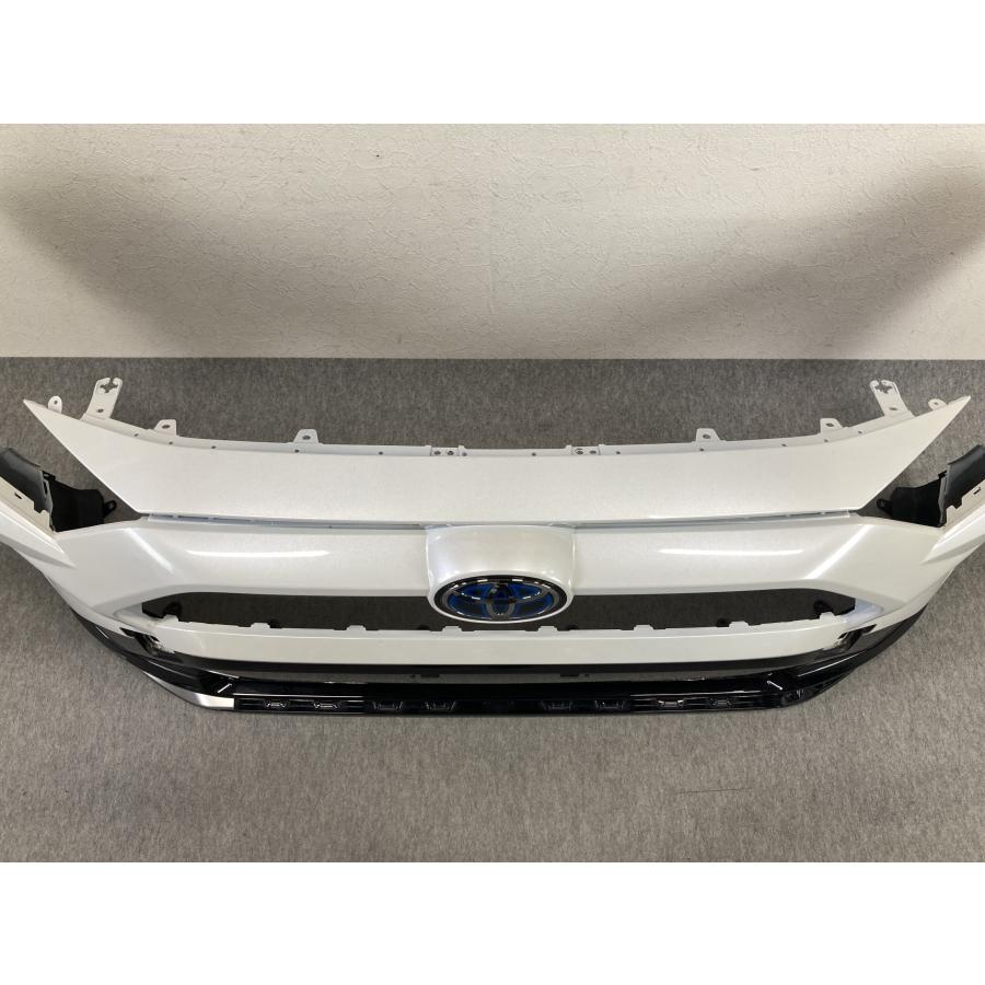 割れ無 AXAP54 RAV4 PHV 純正 フロントバンパー スポイラー付 070 ホワイトパールCS 52411-42140 53113 ...