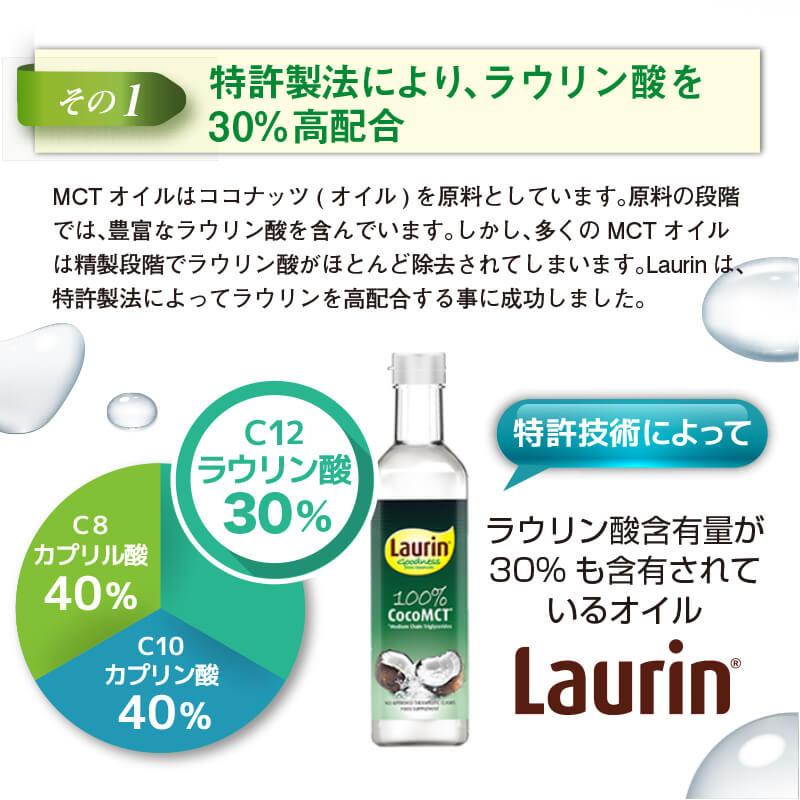 3本セット LAURIN (ラウリン) MCTオイル500ml ココナッツ由来原料100％ 中鎖脂肪酸100％ 糖質制限 ケトジェニック ...