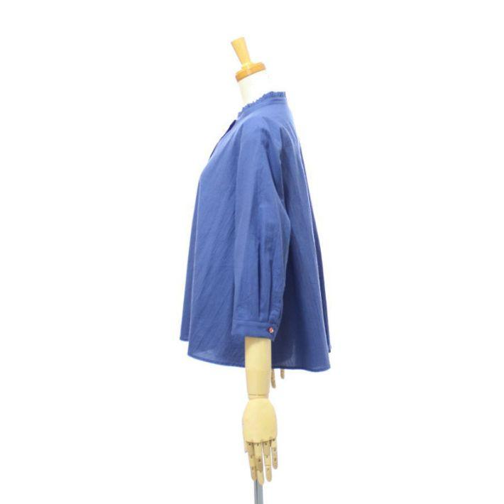 parkes パークス PH2521008 60/-ローンロッキーバル スタンドフリル Aラインブラウス 7分袖シャツ レディース ...