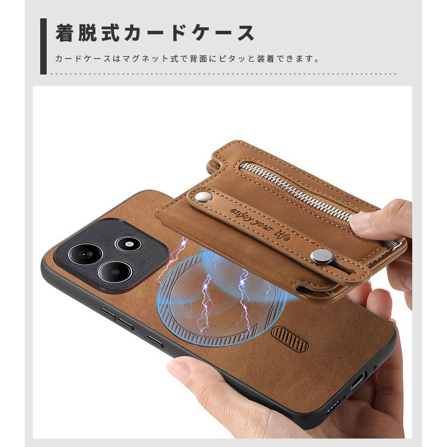 スマホケース Xiaomi 14Tケース magsafe対応 シャオミ 14t proケース ハンド ベルト redmi note 13 pro 5g ケース 着脱式カードケース xiaomi ...