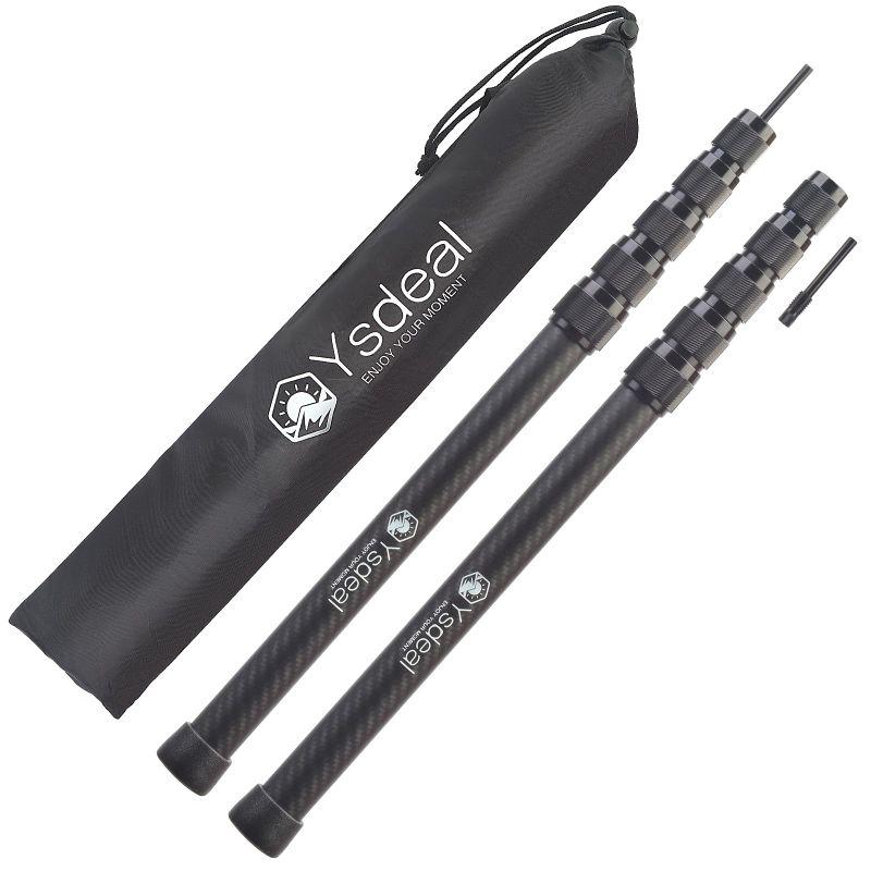 Ysdeal 3Kカーボンポール 最大直径25MM 長さ42-180CM調節可能 わずか235g(1本あたり) タープポール 100%炭素繊 : 20240227143353-00275 ...