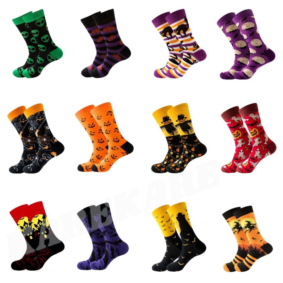 ソックス Part1 靴下 普段使い ハロウィン かぼちゃ 柔らかい 保温性 通気性 おしゃれ かわいい 不気味 コットン 男女兼用 ワンサイズ(24-27.5) : Inner Shop ...