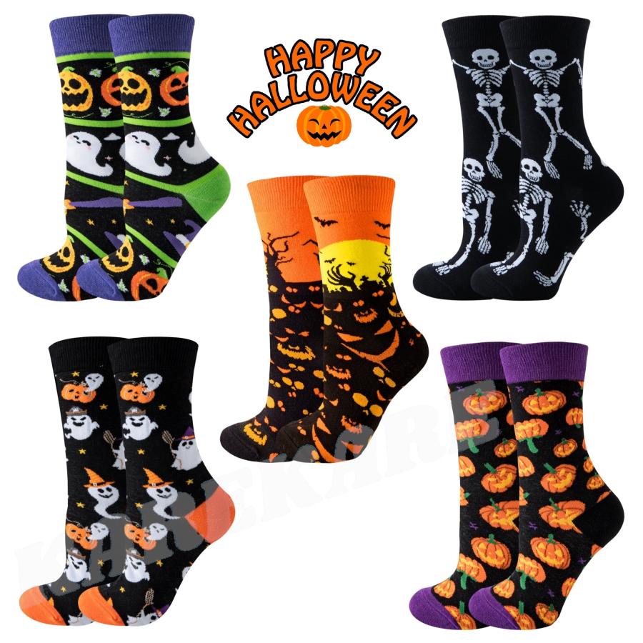 ソックス Part2 靴下 普段使い ハロウィン かぼちゃ 柔らかい 保温性 通気性 おしゃれ かわいい 不気味 コットン 男女兼用 ワンサイズ(23.5-27) : Inner Shop ...