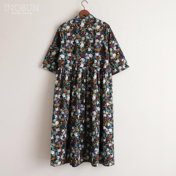 ワンピース sosotto リバティ チビ衿ピンタック前開きワンピース FuturisticFrolal ネイビー ソソット 五分袖 : INOBUN イノブン - 通販 - Yahoo!ショッピング