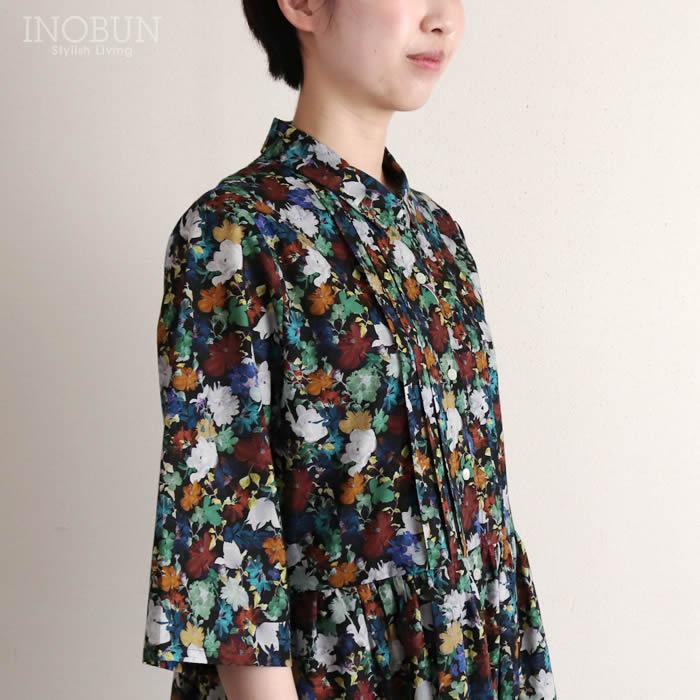 ワンピース sosotto リバティ チビ衿ピンタック前開きワンピース FuturisticFrolal ネイビー ソソット 五分袖 : INOBUN イノブン - 通販 - Yahoo!ショッピング