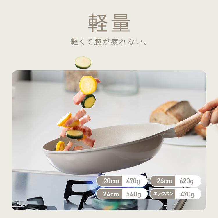 IRIS OHYAMA フライパン 20cm ih 軽量 白 ホワイト ナチュラル おしゃれ かわいい マーブル PFOA PFOSフリー ナチュかる アイリスオーヤマ NTL-F20 ...