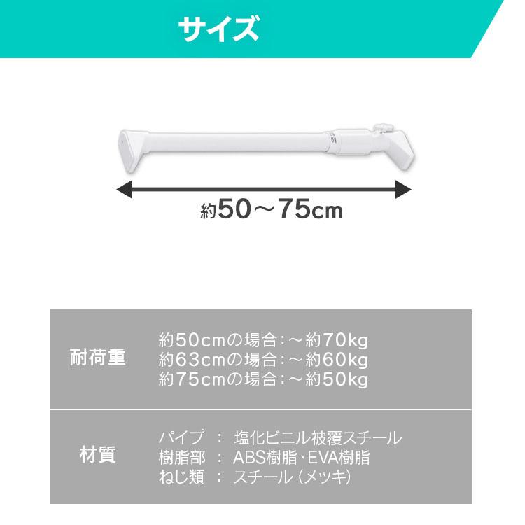 IRIS OHYAMA（アイリスオーヤマ） 突っ張り棒 強力 物干し 収納 衣類収納 50〜75cm 取付簡単 工具不要 ホワイト ブラック ...
