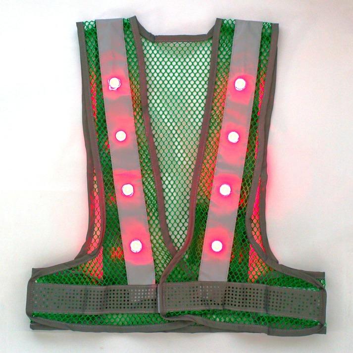 メッシュの粗いLEDベスト「LEDアラベス」赤色LED(R)・グリーン×シルバー 20着 MBL-LED-GS-R-20 : インターショップ - 通販 - Yahoo!ショッピング