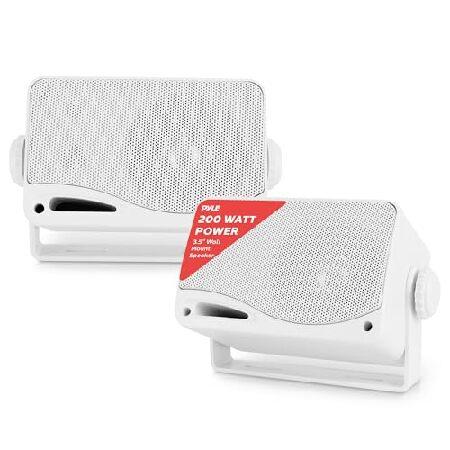 【並行輸入品】 Pyle PLMR24 200W 3.5 inch 3-Way Weather Proof Marine Mini Box Speaker System Pair ...