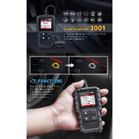 LAUNCH CReader 3001 OBD2 スキャナー OBD II EOBD 車用障害コードリーダー プロフェッショナル自動車診断ツール DTC エンジン確認灯 スキャンツール O2 ...