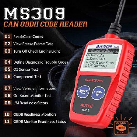 【並行輸入品】 Autel MaxiScan MS309 OBD2 エンジンライト障害コードリーダー、コードの読み取りと消去、フリーズフレーム ...