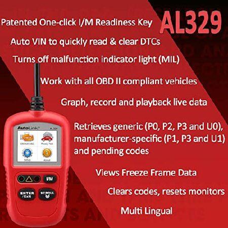 Autel AutoLink AL329 (無料ライフタイムアップデート) OBD2/EOBD ハンドヘルドコードリーダー ワンクリック I/M Readiness Key OBDII/CAN ...