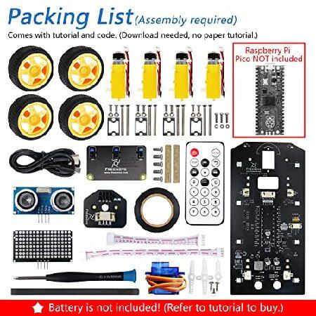 Freenove Raspberry Pi Pico 用 4WD カーキット (別売り) (Arduino IDE と互換性あり)、ドットマトリックス表現、障害物回避、ライントラッキング ...