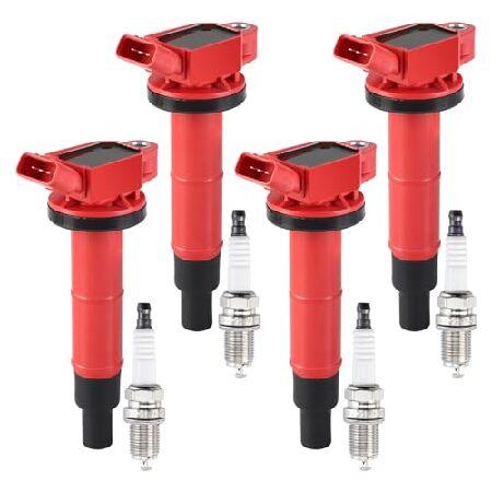【並行輸入品】 Pindex 4 Pack UF333 Ignition Coils and Iridium Spark Plug Coil ...