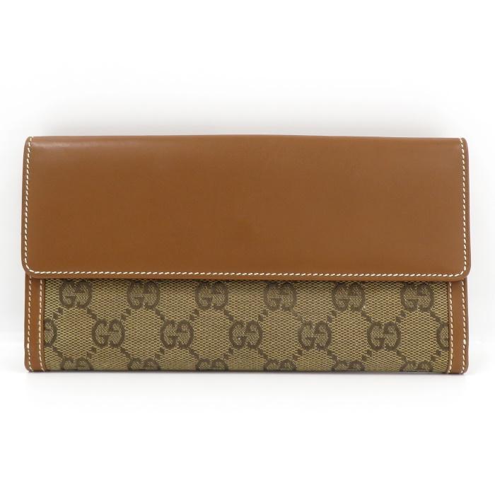 GUCCI 【中古】GUCCI Wホック 二つ折り長財布インターロッキングG ベージュ ブラウン GGキャンバス 035.381.0294 : サカイのリサイクルショップ - 通販 ...