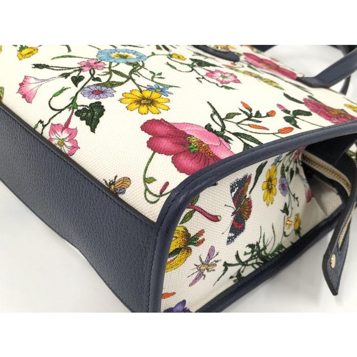 GUCCI 【中古】GUCCI フローラ 2WAYハンドバッグ レザー キャンバス 花柄 ネイビー 550141 : サカイのリサイクル ...
