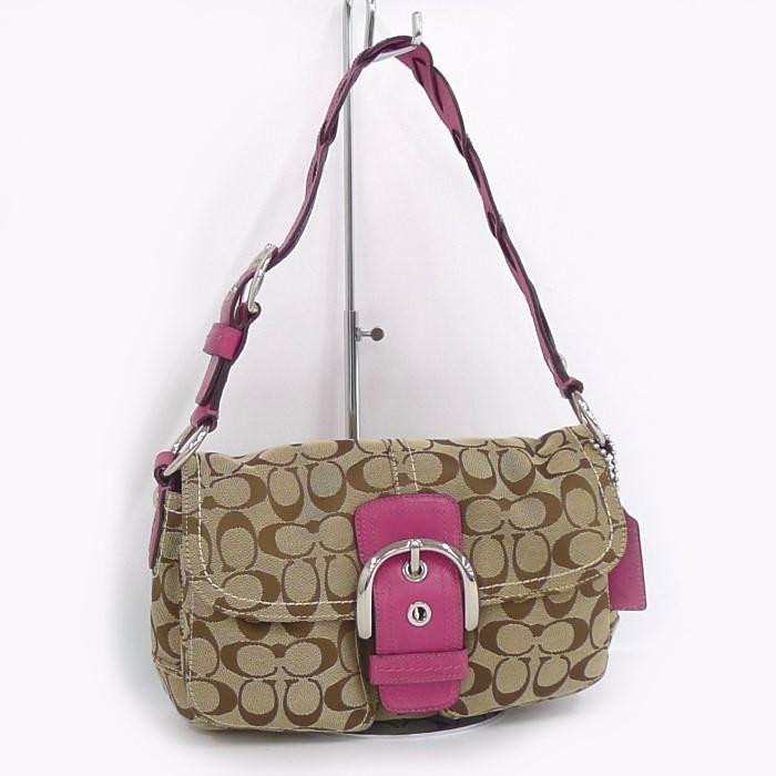 COACH ワンショルダーバッグ キャンバス×レザー ベージュ×ピンク 11862 【美品】 : サカイのリサイクルショップ - 通販 ...